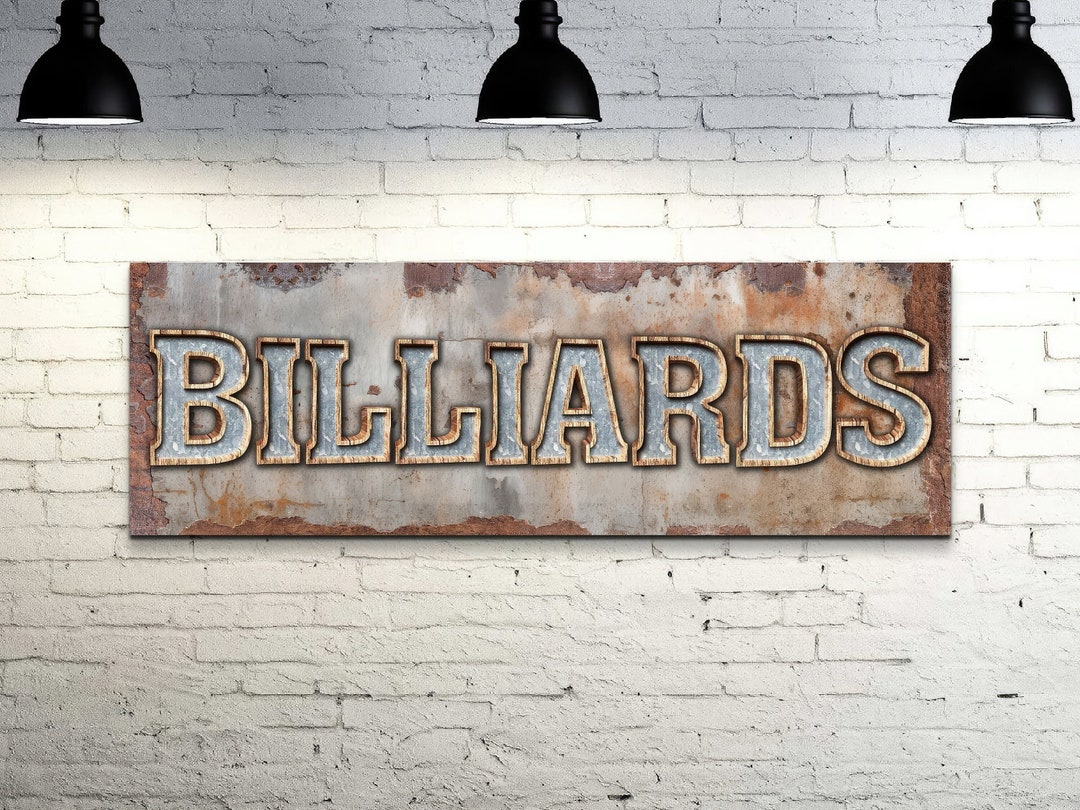 Rustic Billiards Wall Art, Pool Table Room Signs, Primitive Billiard ...