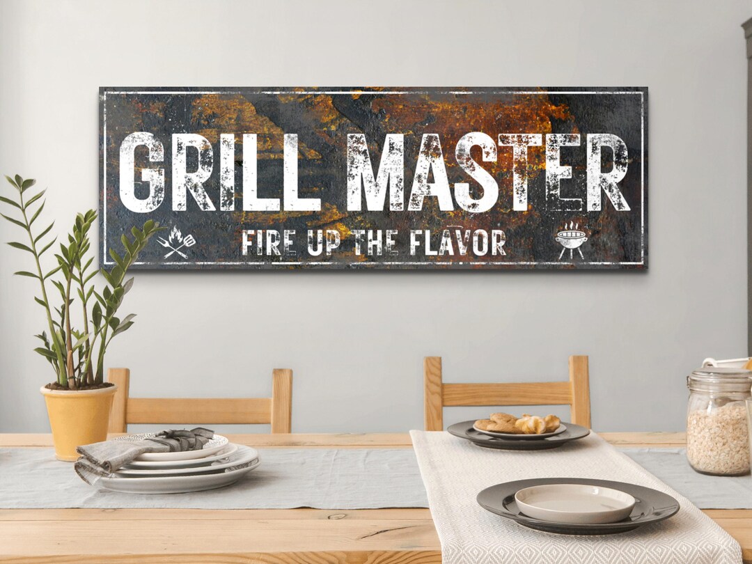 Grill Master Sign, Rustic Grillmaster Wall Art, Barbecue Decor, BBQ ...