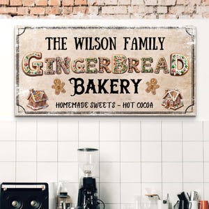 Gingerbread Bakery Sign, Personalized Christmas Wall Art, Custom ...