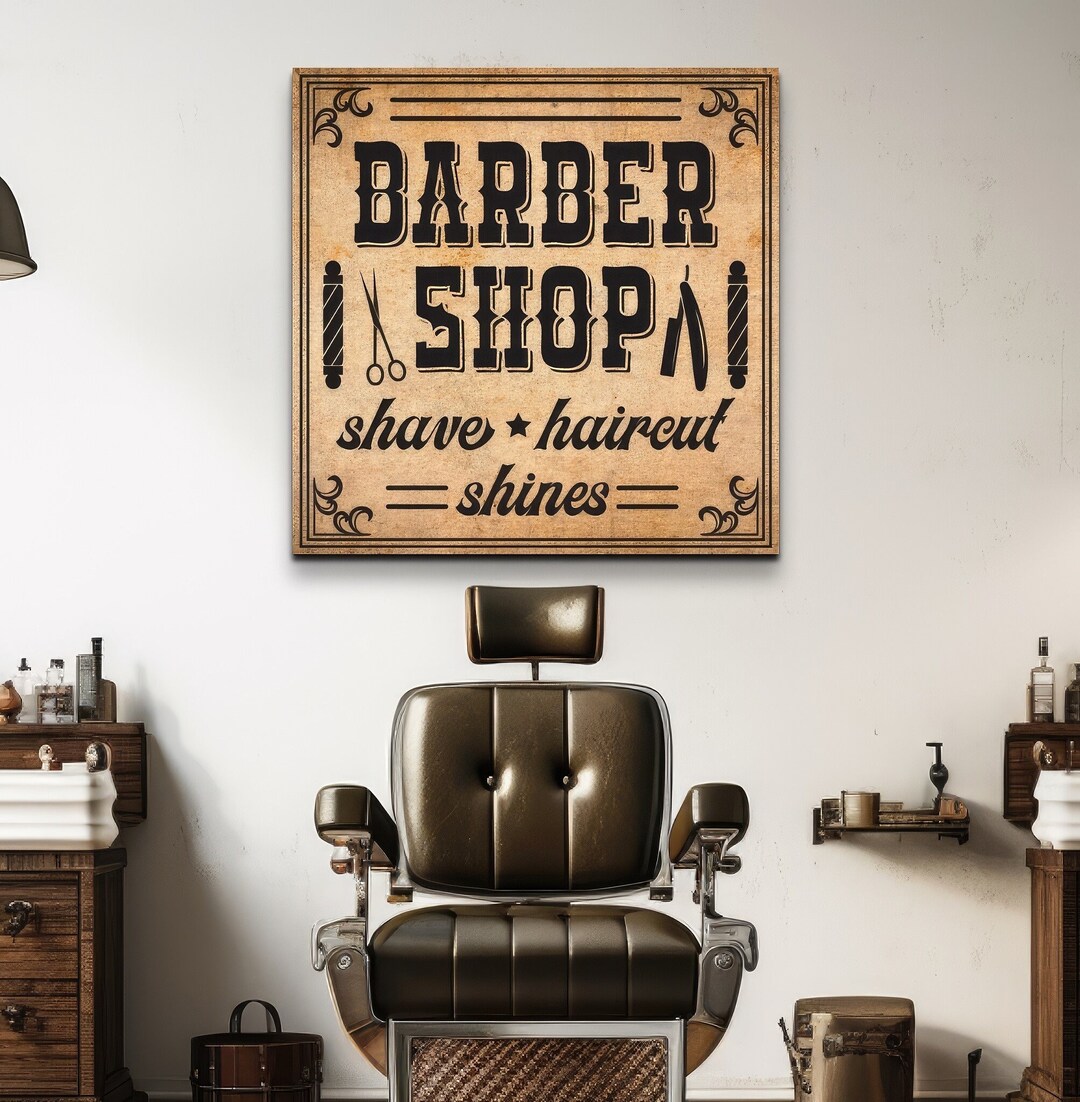Vintage Barbershop Sign, Western Barber Decor, Primitive Wall Art ...