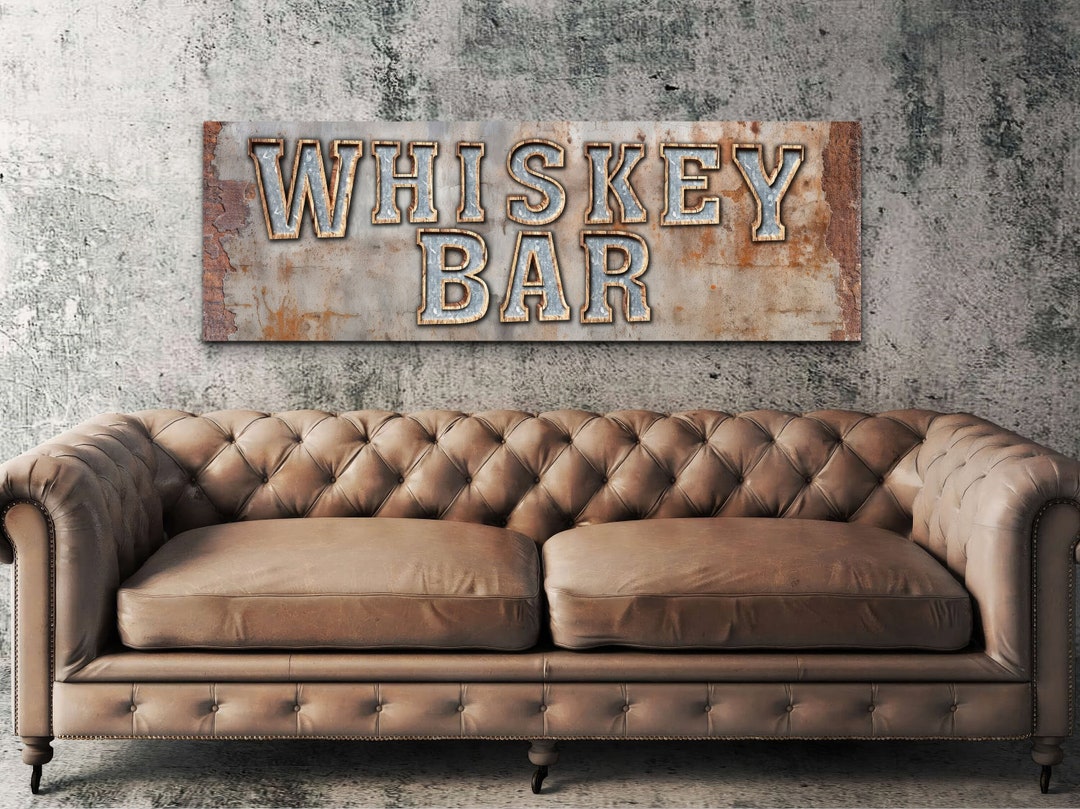 Rustic Whiskey Bar Sign, Basement Bar Wall Art Decor, Farmhouse Pub ...