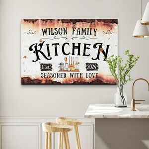 Kitchen Sign, Personalized Farmhouse Wall Decor, Custom Art, Vintage ...