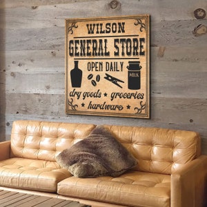 General Store Sign, Personalized Vintage Wall Art, Old Western Decor ...