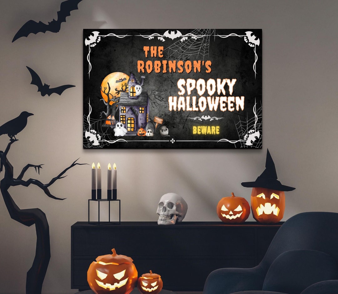 Spooky Halloween Sign, Personalized Spooky Halloween Wall Art Decor ...
