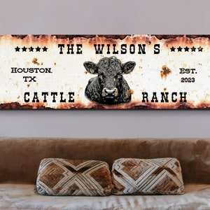 Cattle Ranch Signs, Rustic Personalized Ranch Wall Art Decor, Farmhouse ...