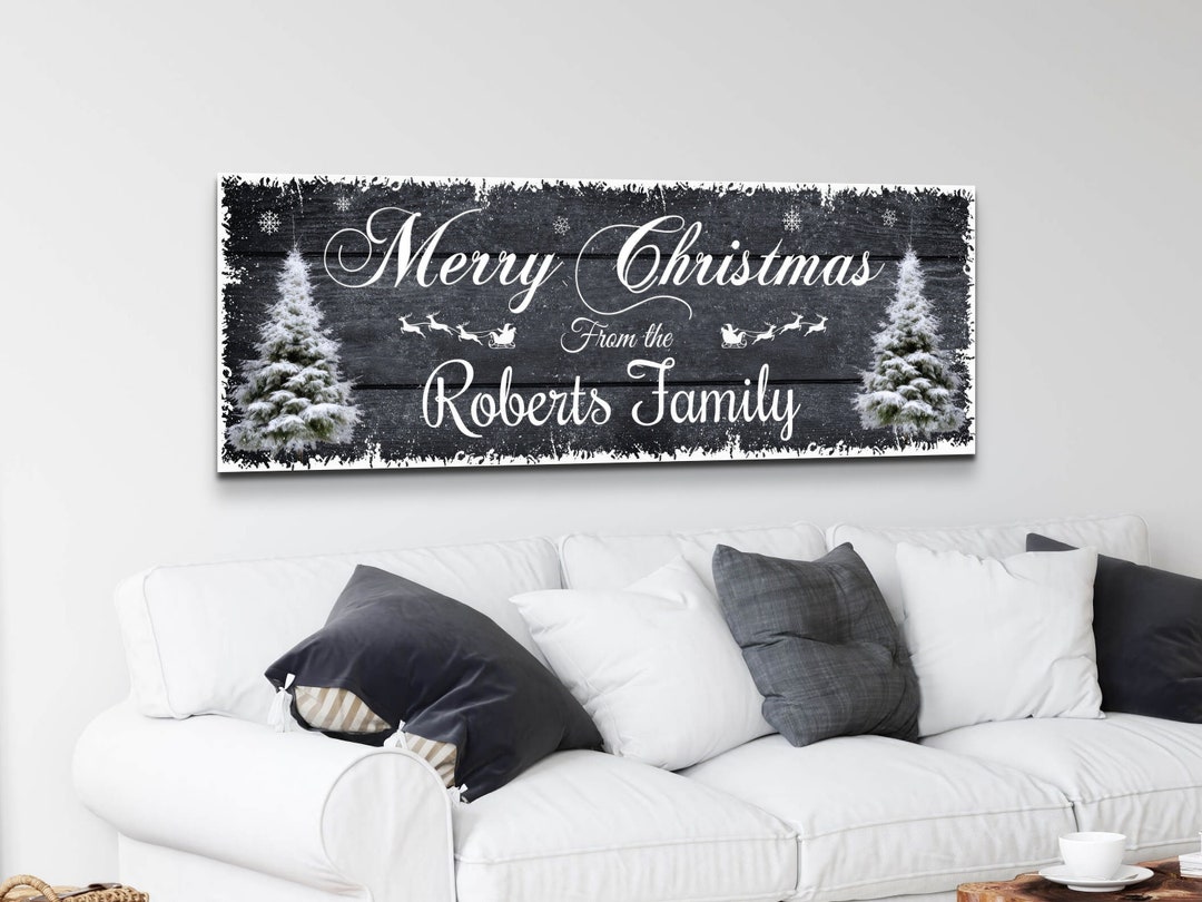 Black and White Personalized Christmas Signs, Xmas Decor Wall Art ...