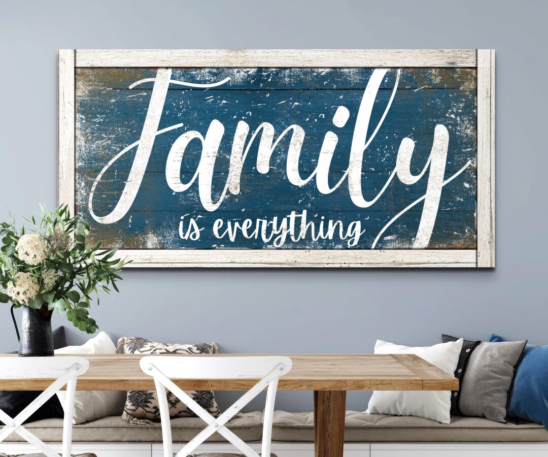 Blue Family is Everything Wall Decor, Farmhouse Quote Sign, Entry Way ...
