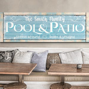 Pool and Patio Signs, Personalized Poolside Decor, Custom Rustic Pool ...