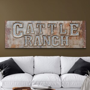 Cattle Ranch Sign, Rustic Western Wall Art, Cowboy Decor, Cattle Gifts ...