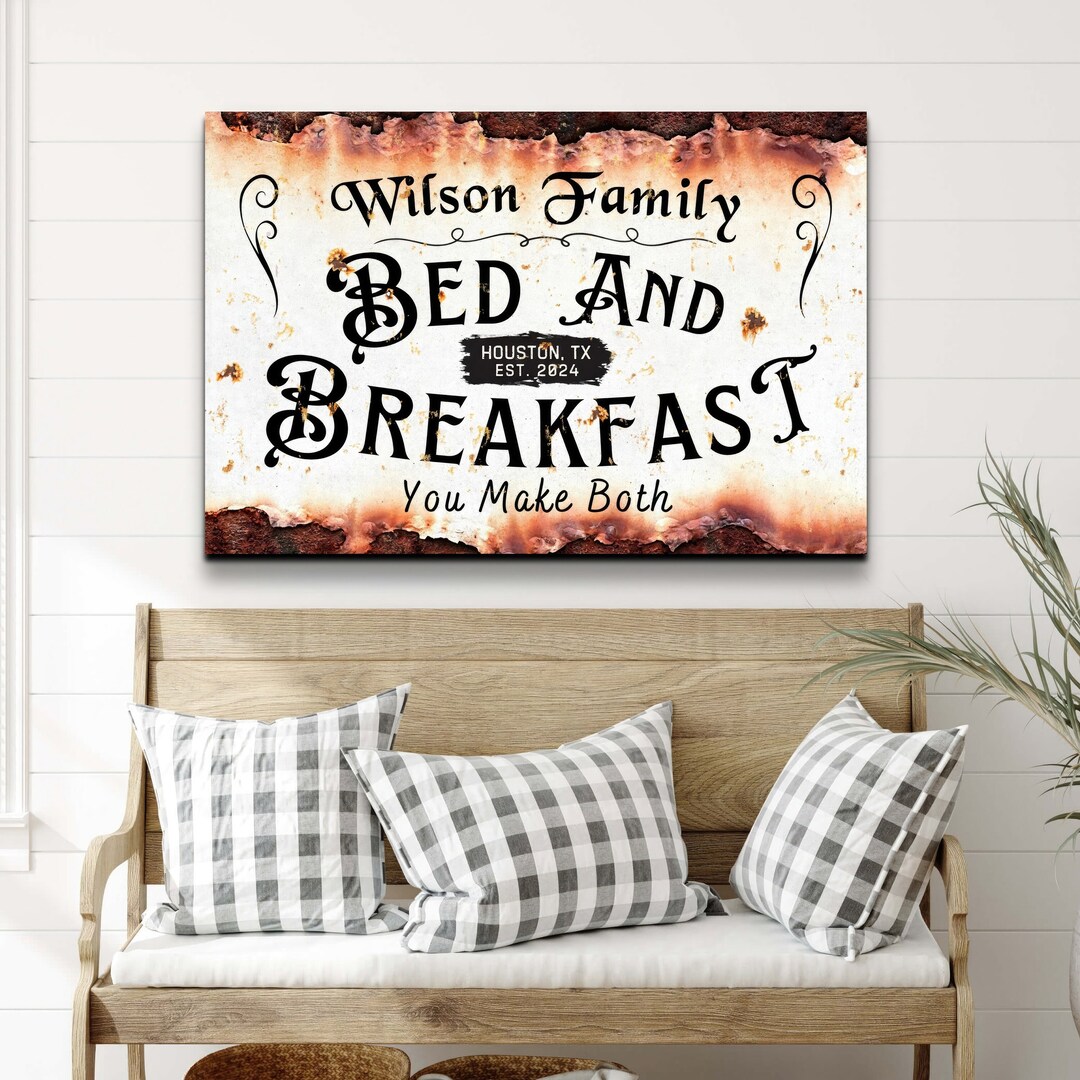 Bed and Breakfast Sign, Farmhouse Wall Art, Personalized Rustic Decor ...