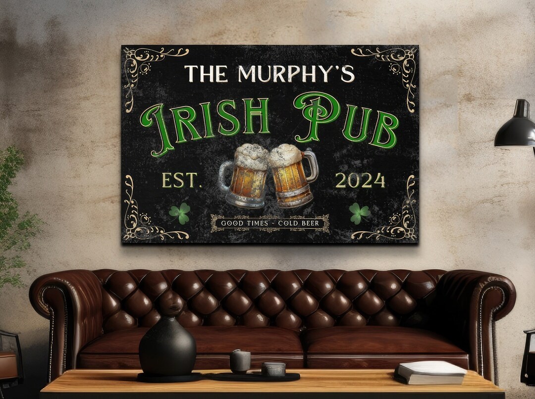 Irish Pub Sign, Bar Wall Decor, Custom Home Basement Bar Wall Art ...