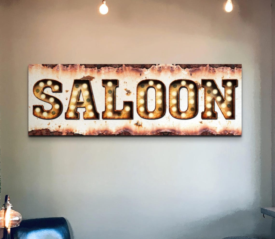 Rustic Saloon Sign, Western Bar Wall Art, Farmhouse Decor, Marquee ...