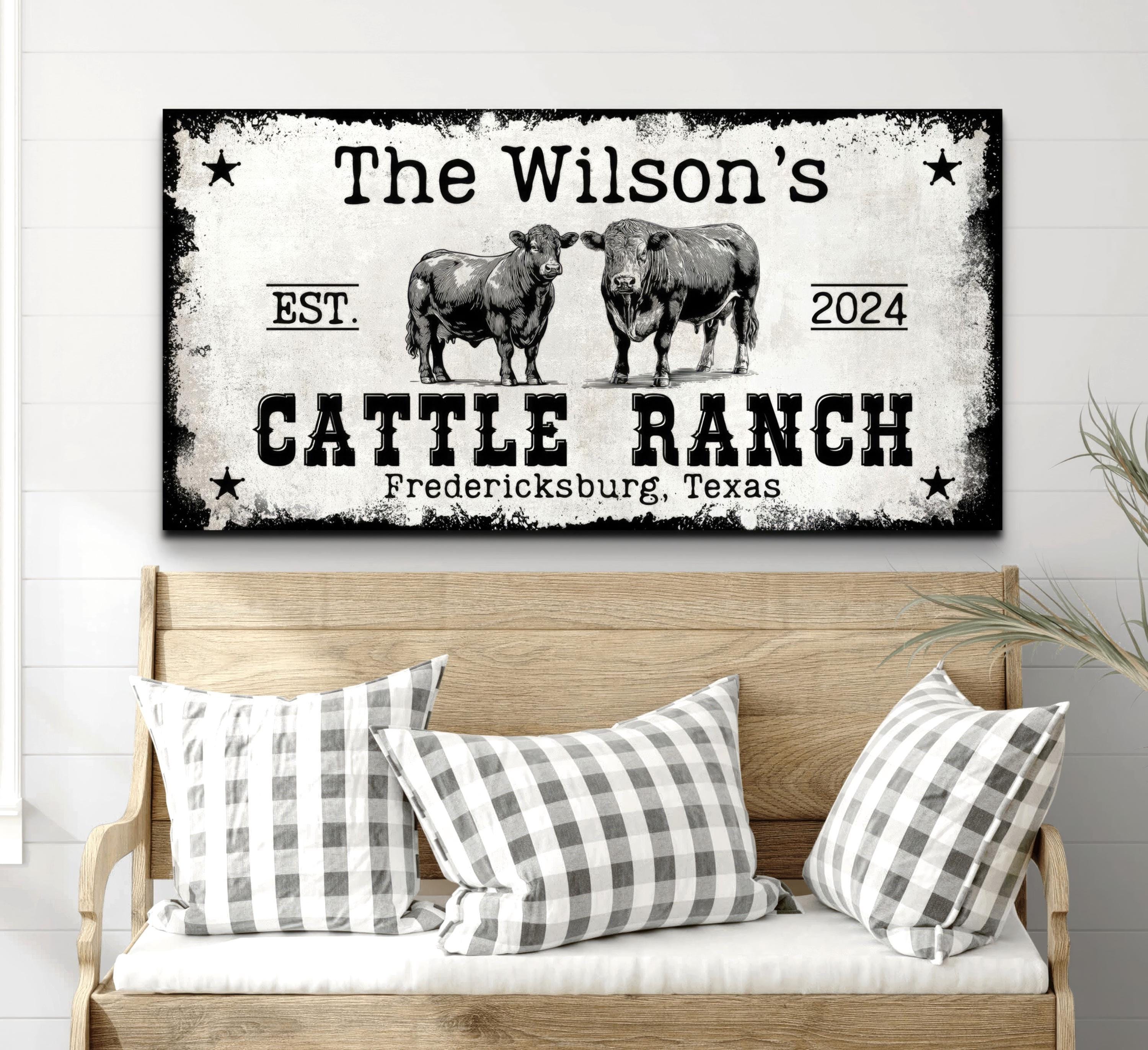 Cattle Ranch Sign, Custom Ranch Wall Art, Personalized Country Western ...