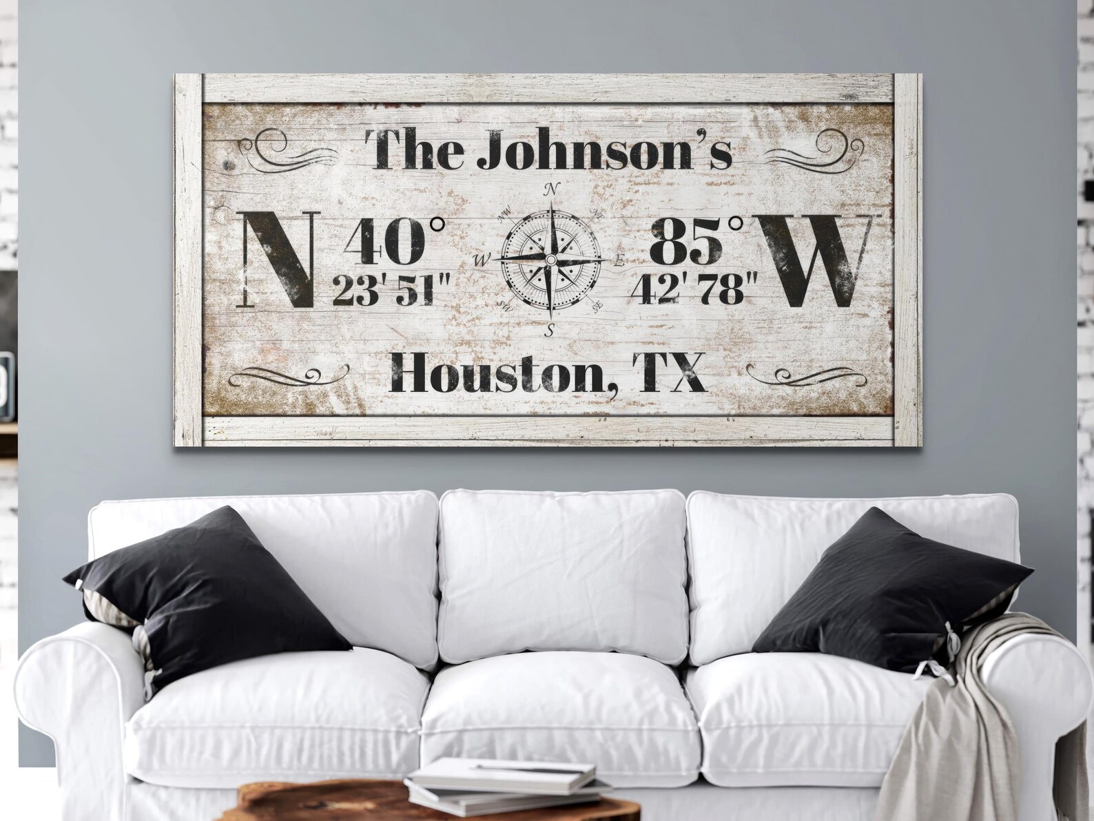 Personalized Coordinates Sign, Custom GPS Wall Art, Modern Farmhouse ...