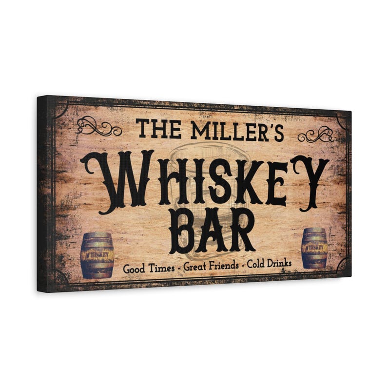 Whiskey Bar Sign, Personalized Bar Decor, Custom Rustic Pub Wall Art ...