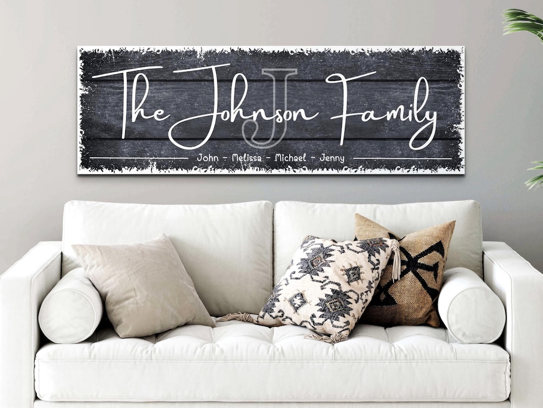 Family Name Sign, Personalized Family Last Name Wall Art, Living Room ...
