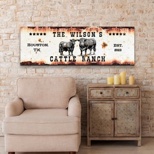Cattle Ranch Signs, Personalized Farmhouse Ranch Wall Art, Rustic ...