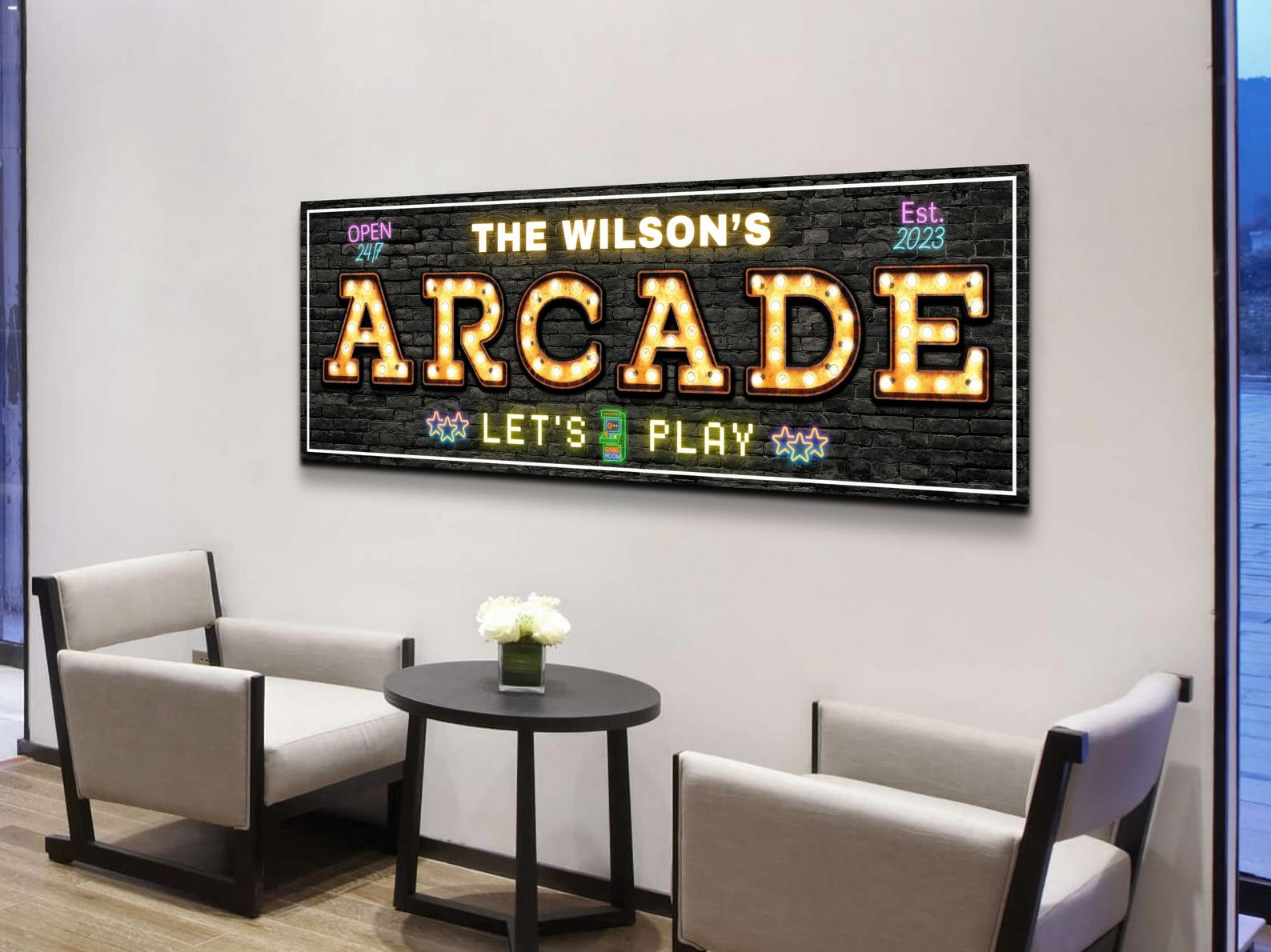 Arcade Sign, Game Room Decor, Personalized Wall Art, Custom Arcade ...