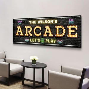 Arcade Sign, Game Room Decor, Personalized Wall Art, Custom Arcade ...