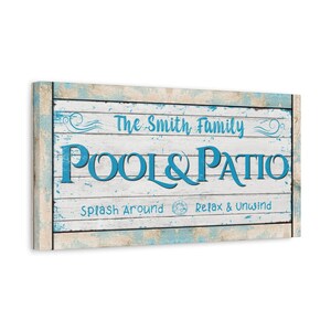 Personalized Pool and Patio Sign, Poolside Farmhouse Wall Art, Pool ...
