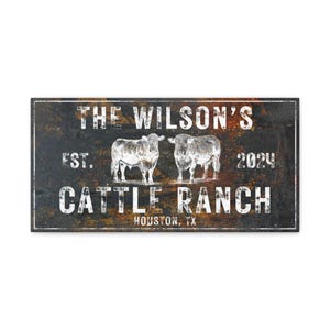 Cattle Ranch Sign, Personalized Farmhouse Wall Art, Custom Rustic Cow ...