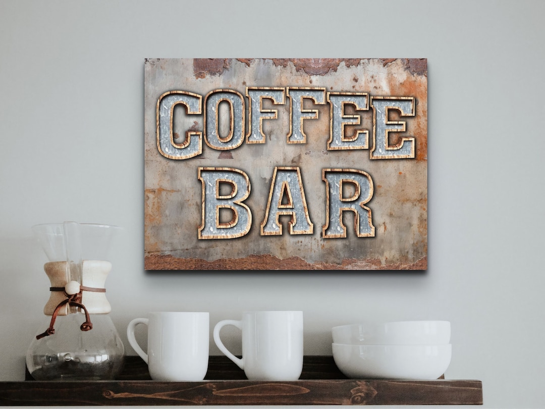 Coffee Bar Sign, Coffee Bar Accessories, Rustic Coffee Decor, Vintage ...