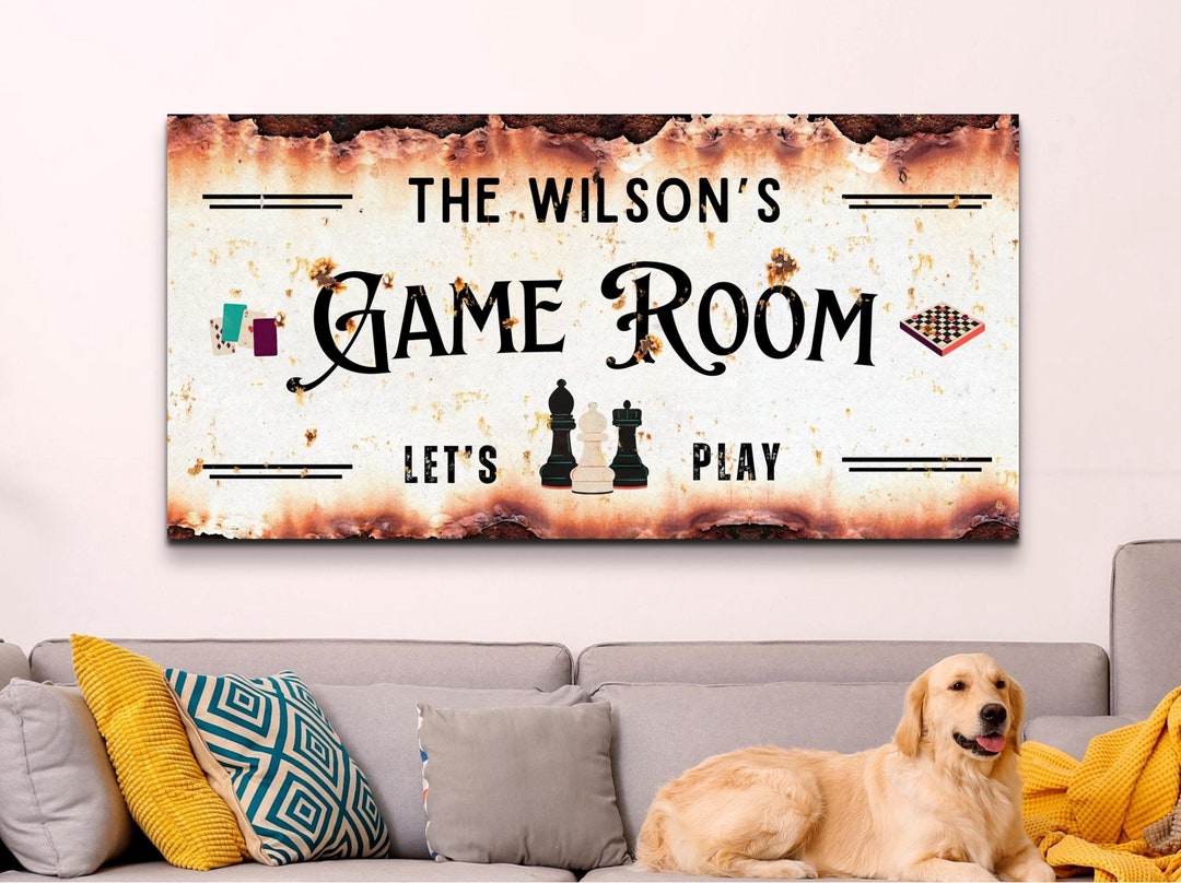 Custom Rustic Game Room Sign, Personalized Board Game Wall Art, Chess ...