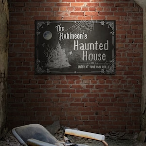 Halloween Personalized Haunted House Sign, Custom Haunted Mansion Wall ...