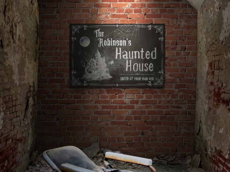 Halloween Personalized Haunted House Sign, Custom Haunted Mansion Wall ...