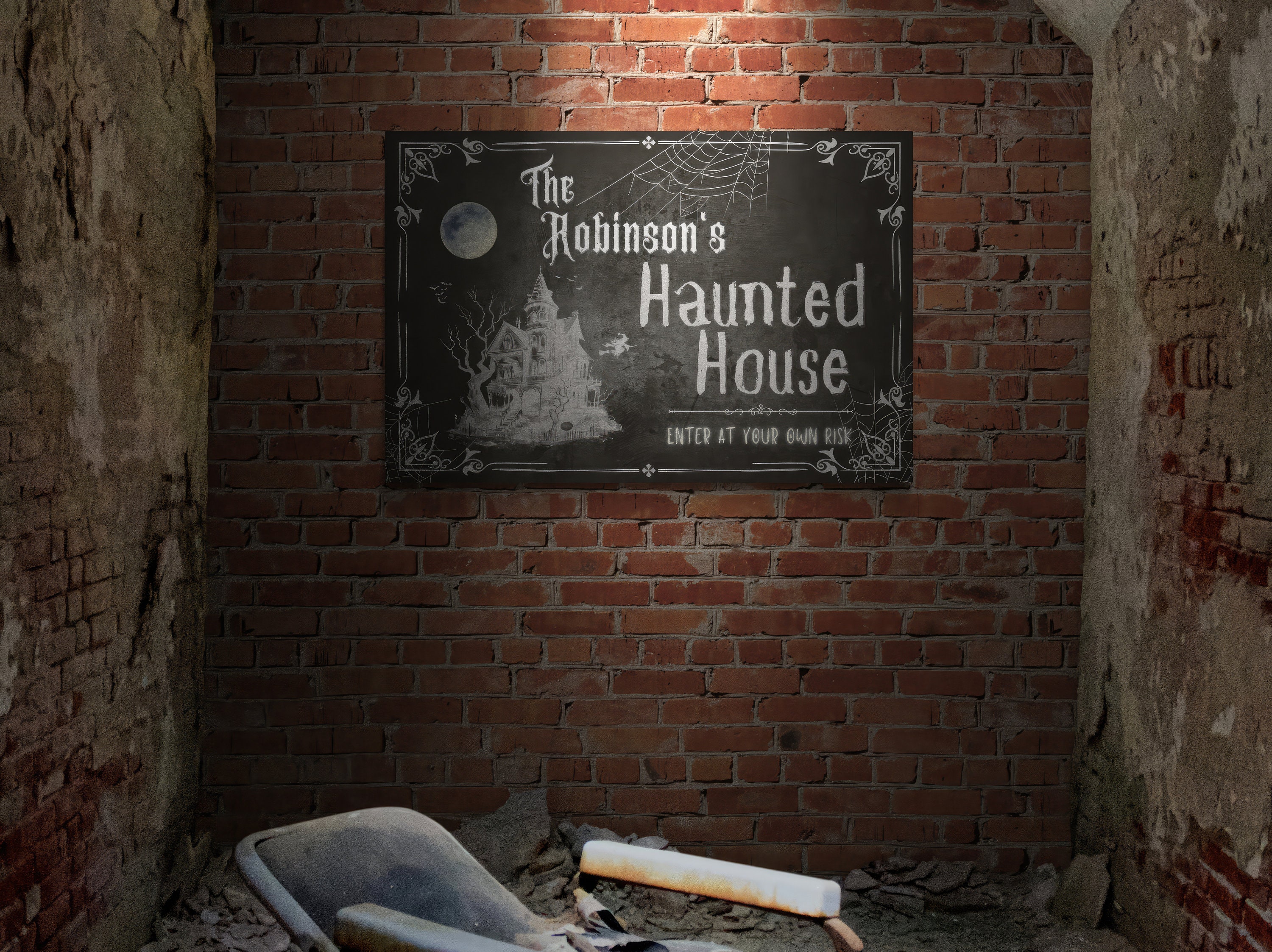 Halloween Personalized Haunted House Sign, Custom Haunted Mansion Wall ...