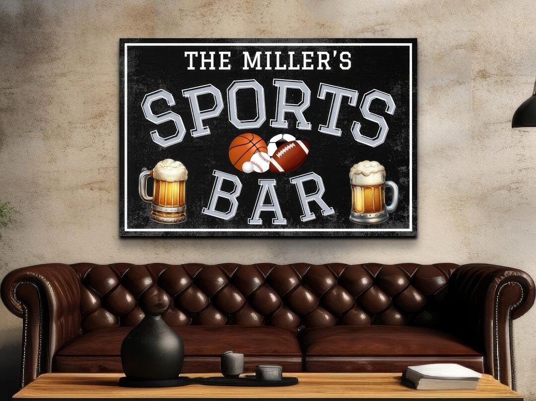 Sports Bar Sign, Personalized Football Wall Art, Man Cave Decor, Custom ...