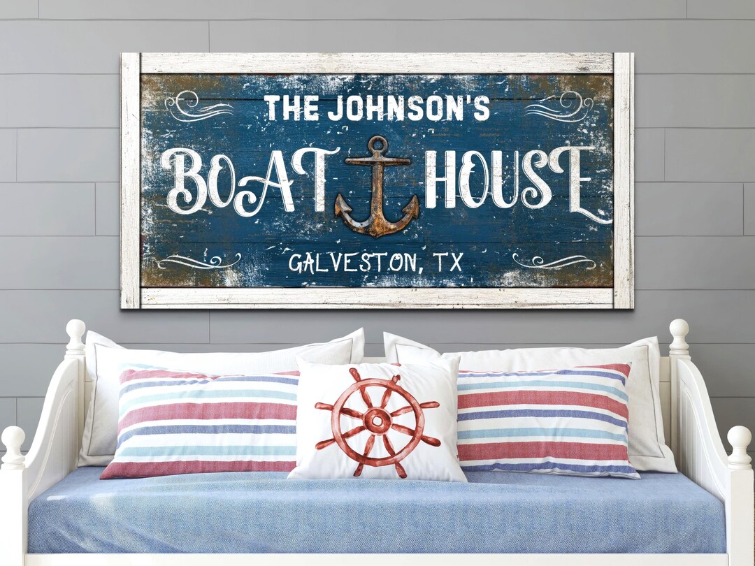 Boat House Sign, Personalized Boat House Decor, Custom Nautical Wall ...