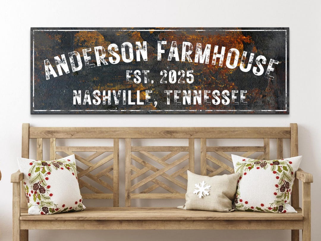 Rustic Farmhouse Sign Personalized Family Name, Custom Wall Art Antique ...