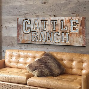 Cattle Ranch Sign, Rustic Western Wall Art, Cowboy Decor, Cattle Gifts ...