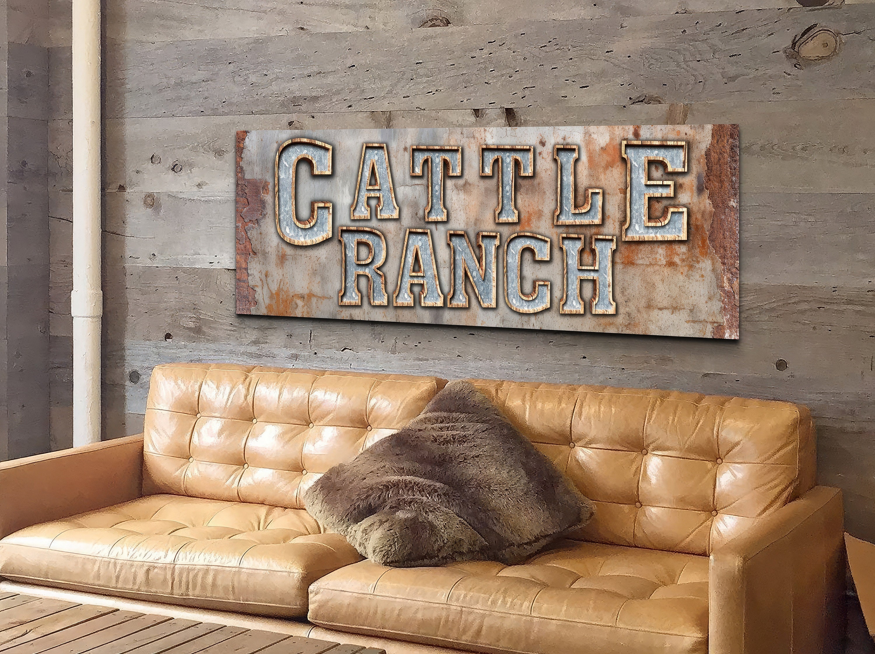 Cattle Ranch Sign, Rustic Western Wall Art, Cowboy Decor, Cattle Gifts ...