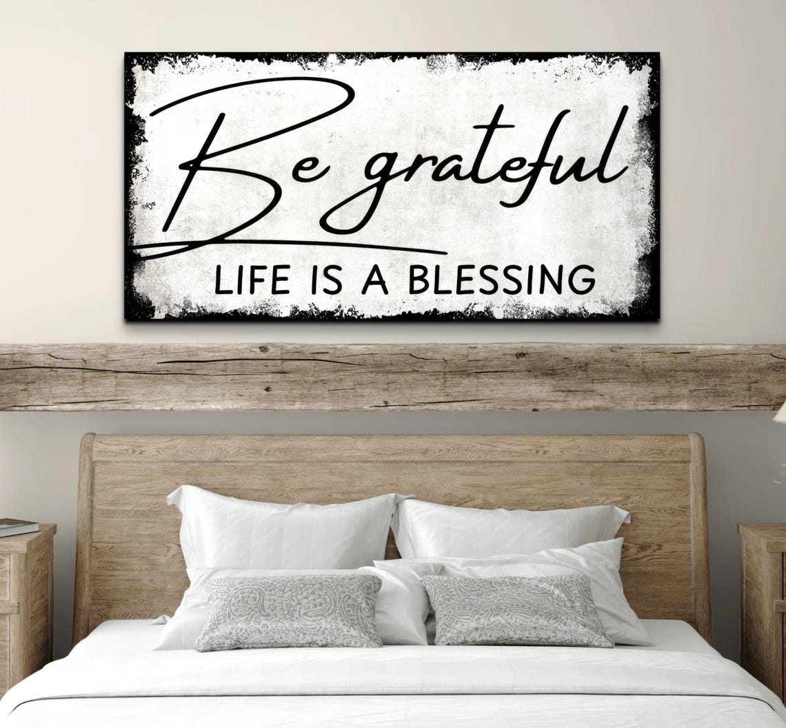 Be Grateful Sign Modern Farmhouse Wall Art Vintage Home Decor, Family ...