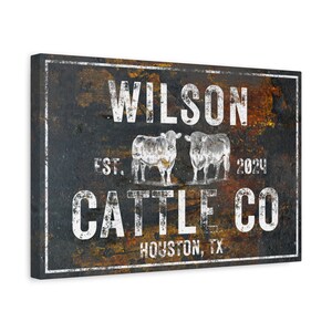 Cattle Company Sign, Personalized Farmhouse Wall Art, Rustic Ranch ...