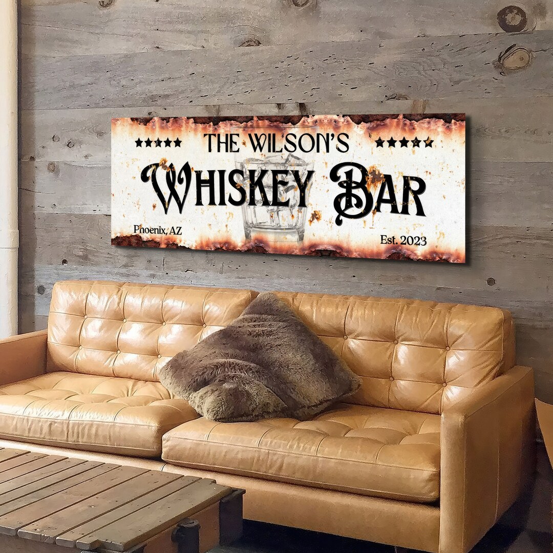 Whiskey Bar Signs, Rustic Personalized Bourbon Wall Decor, Farmhouse ...