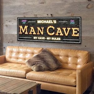 Personalized Man Cave Sign, Custom Basement Bar Decor Accessories, Dad ...