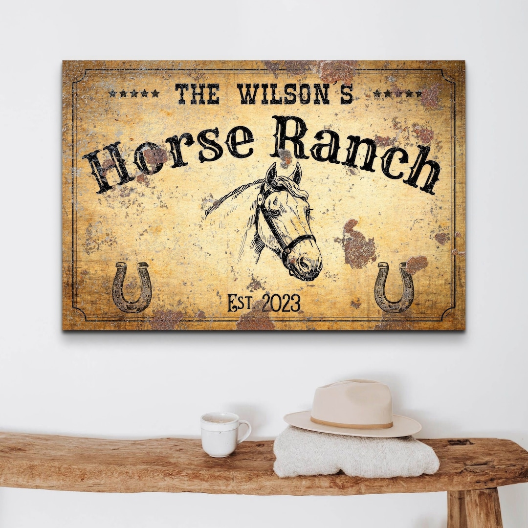 Personalized Rustic Horse Ranch Signs, Vintage Ranch Wall Art Decor ...
