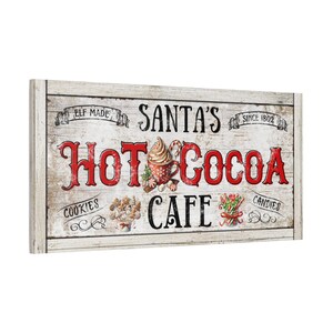 Santa's Hot Cocoa Sign, Christmas Home Decor, Modern Farmhouse Wall Art ...