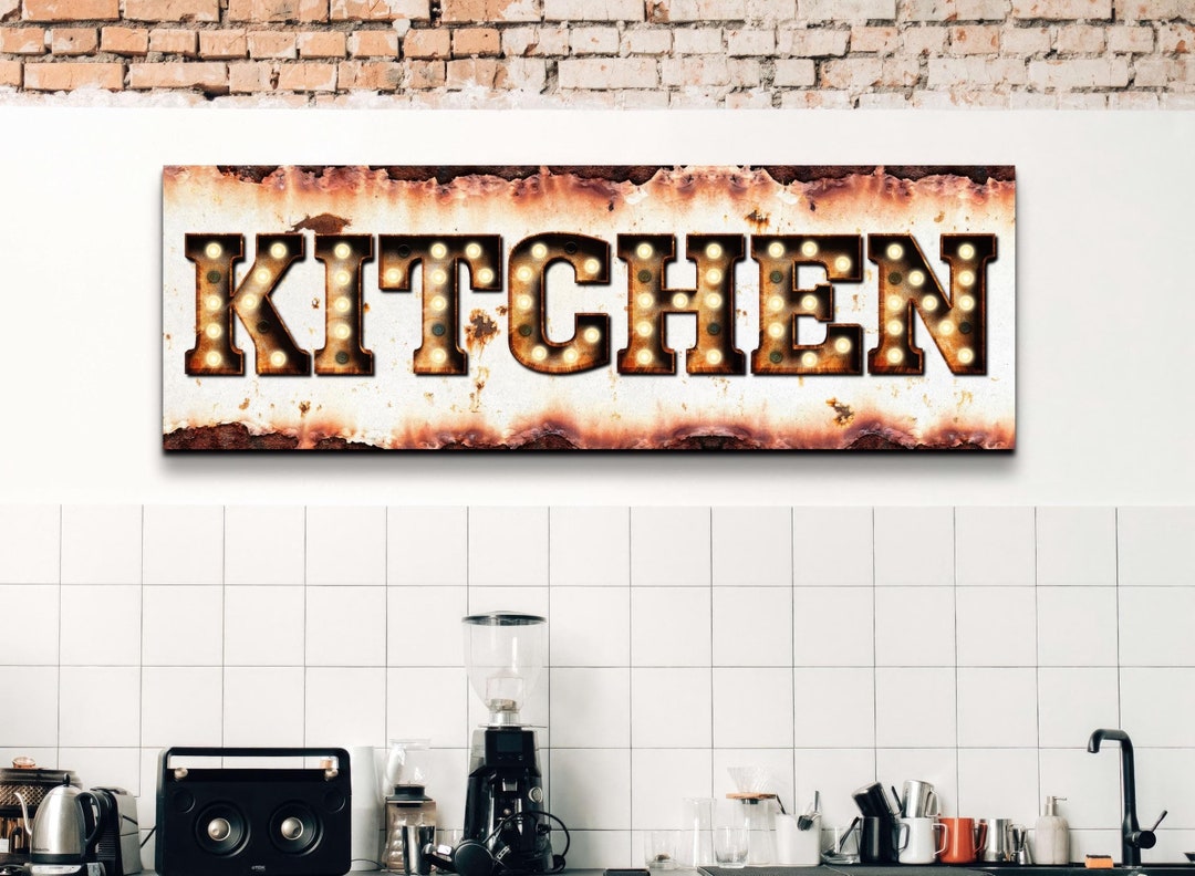 Rustic Kitchen Sign, Farmhouse Home Decor, Vintage Wall Art, Marquee ...
