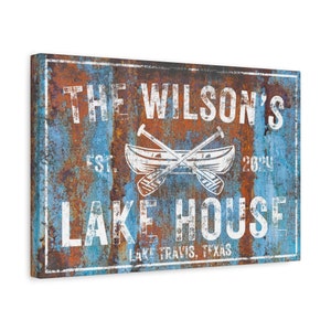 Lake House Sign, Custom Lake Home Wall Art, Personalized Rustic ...