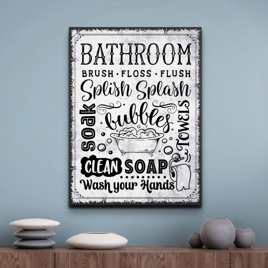 Bathroom Rules Sign, Farmhouse Decor, Home Wall Art, Modern Bathroom ...