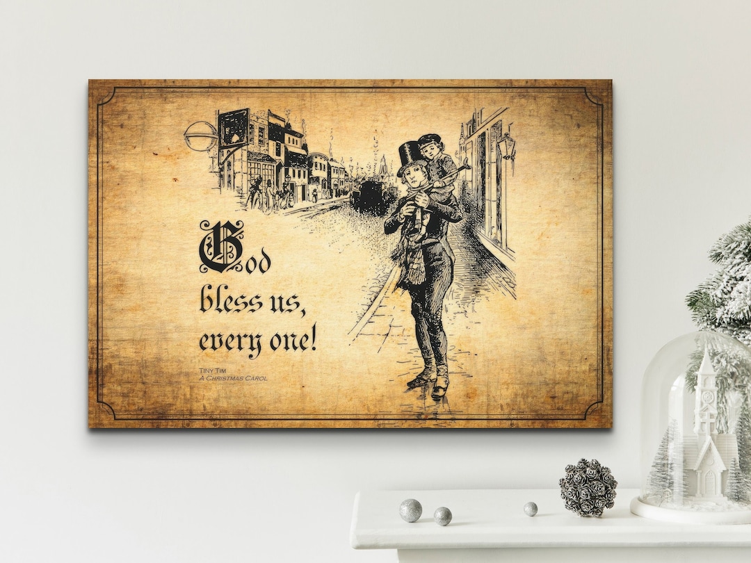 Vintage Tiny Tim Wall Art, Scrooge Signs, A Christmas Carol Canvas ...