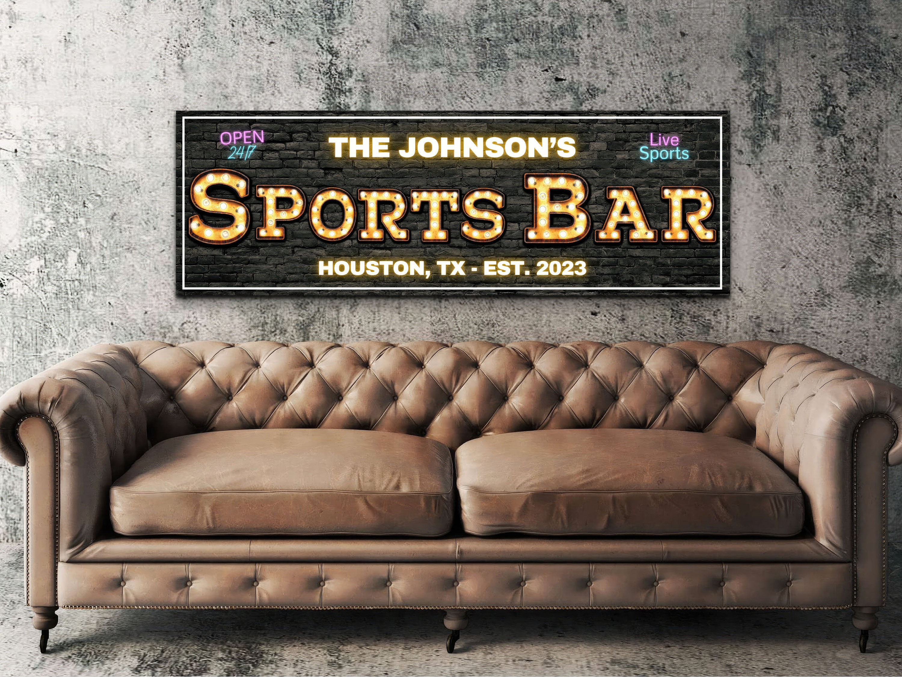 Sports Bar Sign Personalized, Custom Sports Man Cave Wall Art, Marquee ...