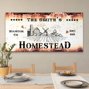 Rustic Farmhouse Sign, Personalized Farm Wall Decor Art, Custom Vintage ...