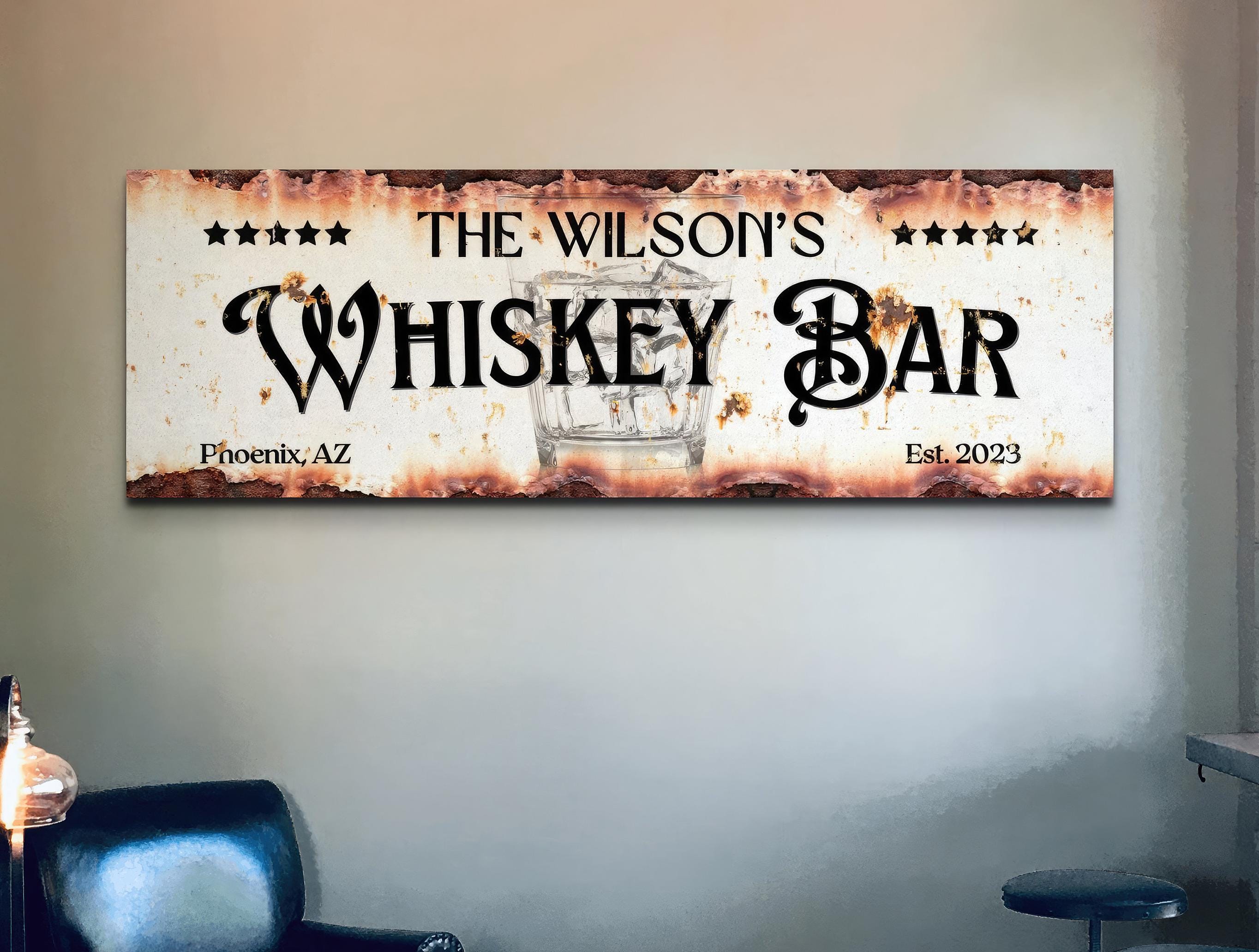 Whiskey Bar Signs, Rustic Personalized Bourbon Wall Decor, Farmhouse ...
