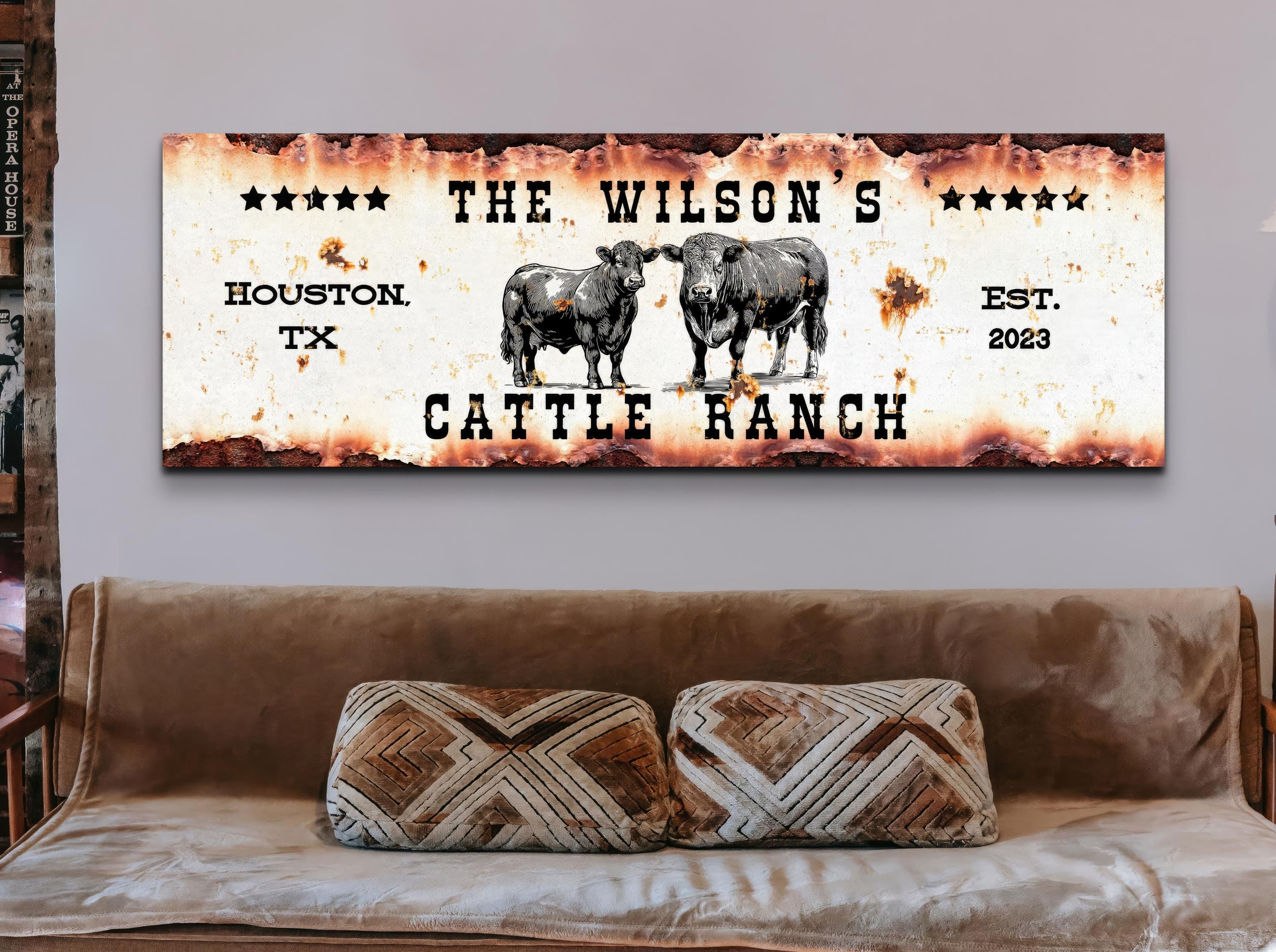 Cattle Ranch Signs, Rustic Personalized Ranch Wall Art Decor, Modern ...