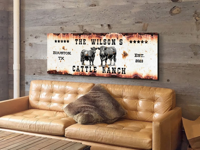 Cattle Ranch Signs, Rustic Personalized Ranch Wall Art Decor, Farmhouse ...